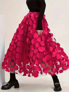 Skirts | Polka Dot Applique High Waisted Midi Skirt | Poshmark